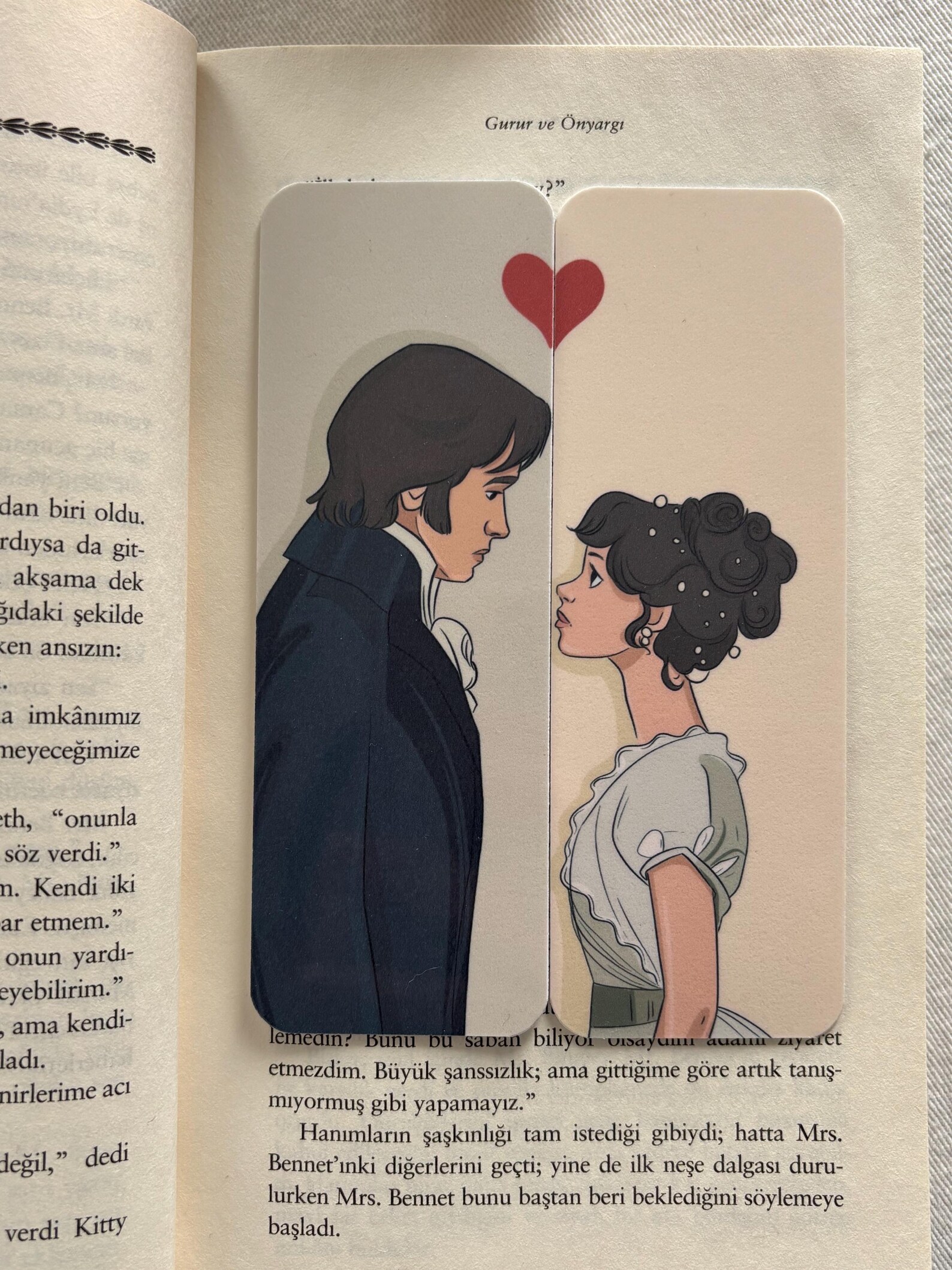 Matching Couple Bookmarks - Laminated Illustrated Bookmark Set - Cute ...