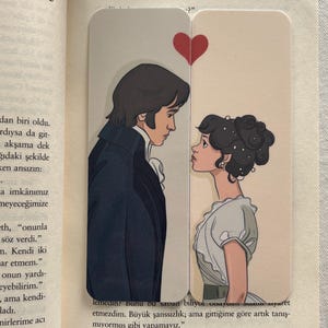 Matching Couple Bookmarks - Laminated Illustrated Bookmark Set - Cute ...