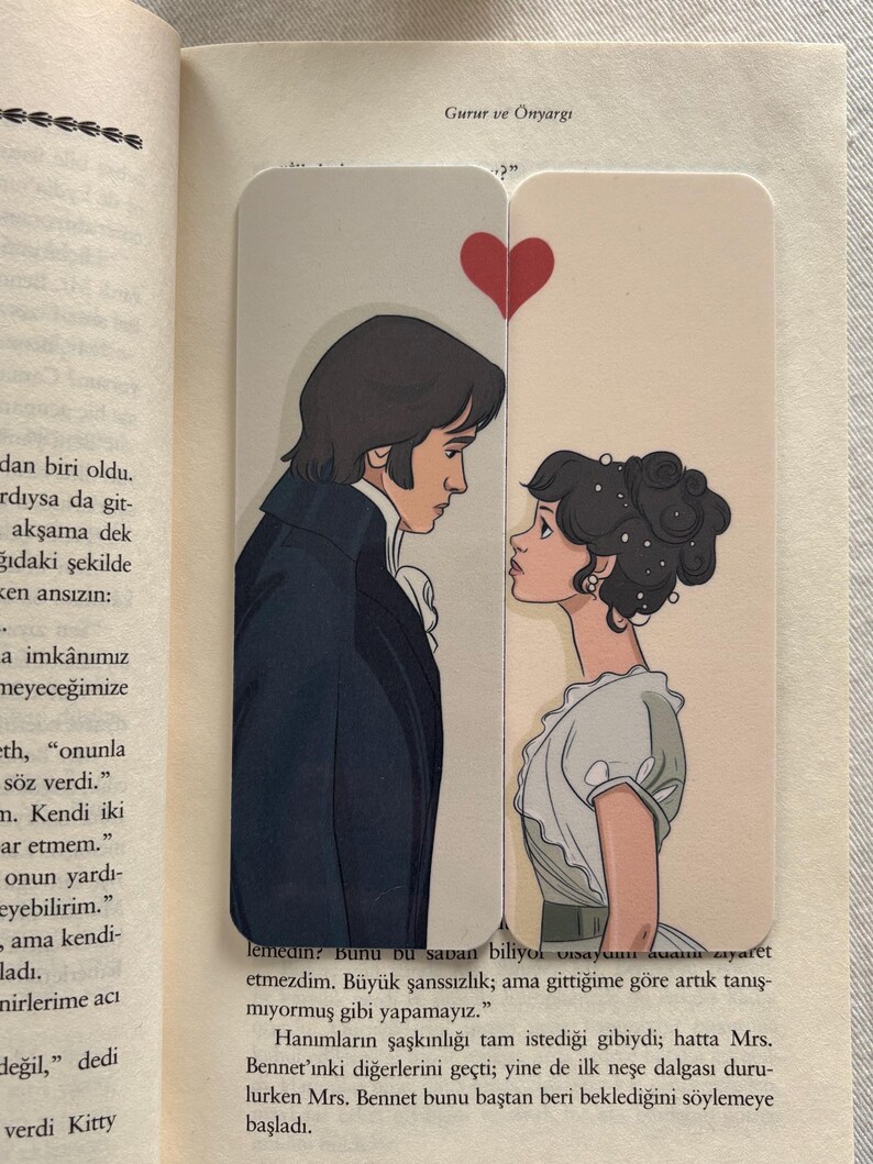 Matching Couple Bookmarks - Laminated Illustrated Bookmark Set - Cute ...
