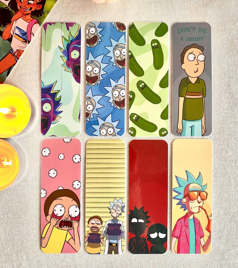 Rick and Morty Bookmarks– Laminated Bookmark Set | 8 Unique Designs ...
