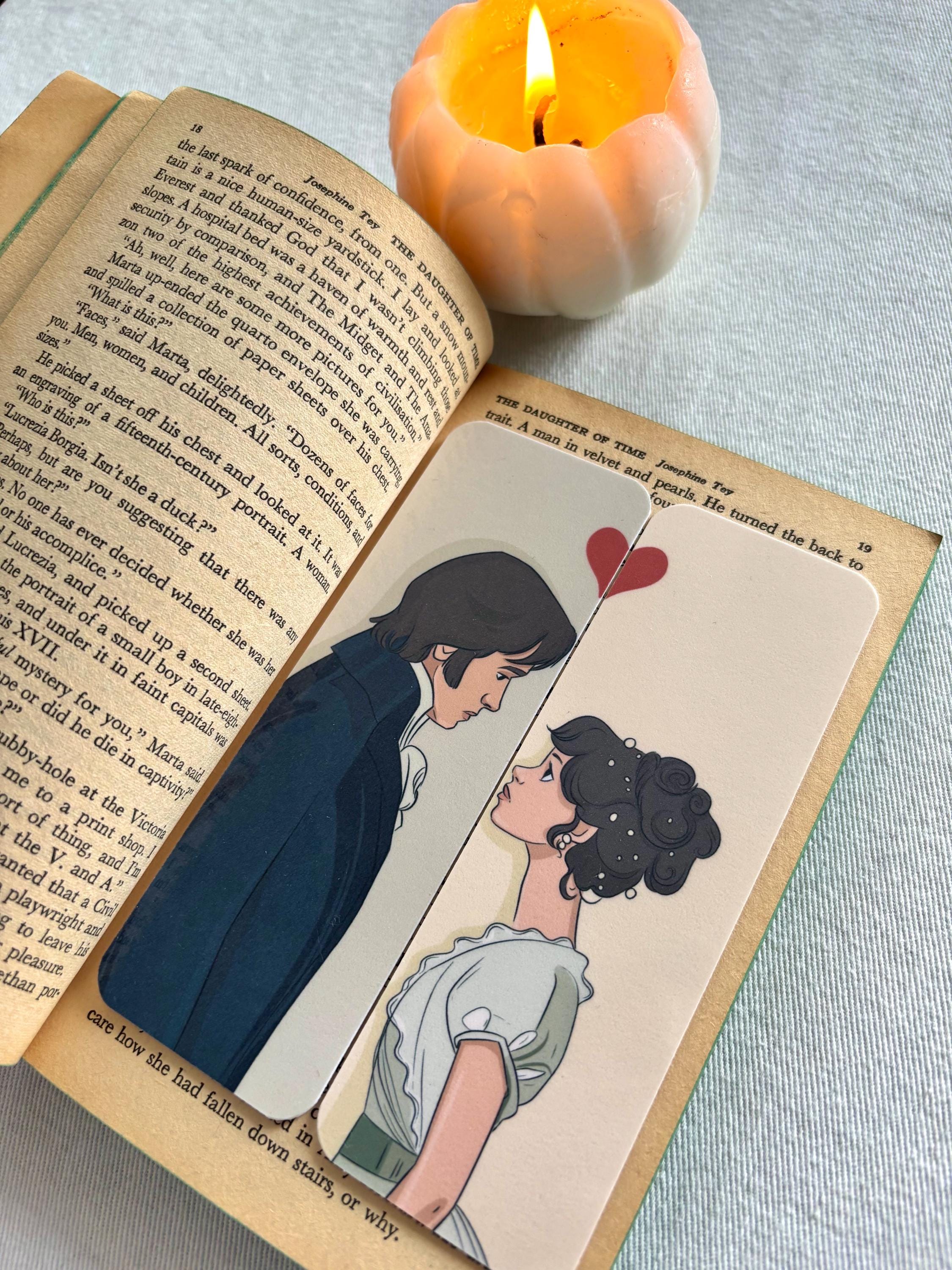 Matching Couple Bookmarks - Laminated Illustrated Bookmark Set - Cute ...