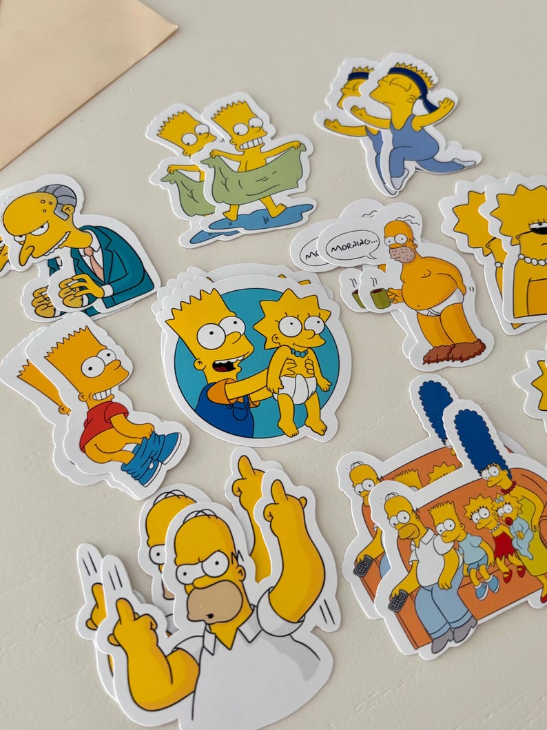 The Simpsons Stickers- Matte Sticker Set | 10 Designs X2 | Soft Vintage ...