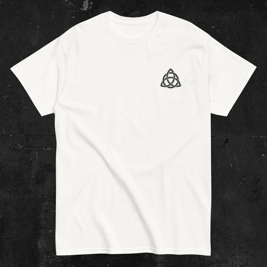 Minimalist Celtic Irish Trinity Knot Embroidered White T-shirt, Organic ...