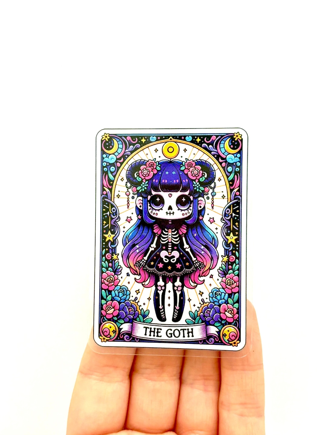 The Goth Tarot Card Sticker Water Bottle Decal Gothic Skeleton Vinyl ...