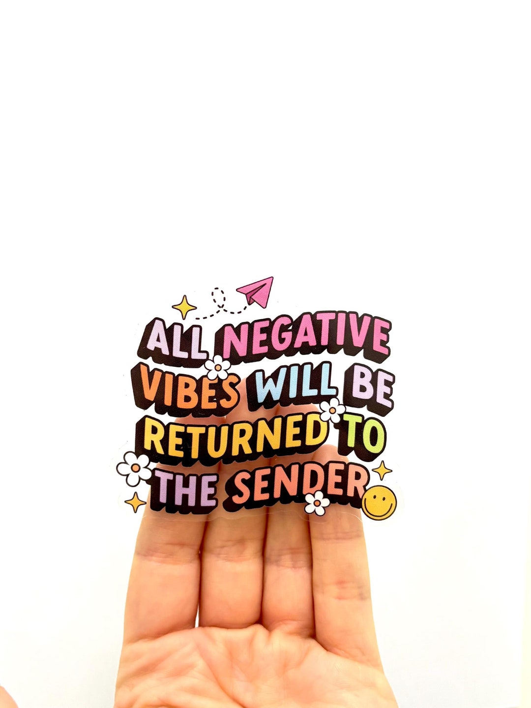 Negative Vibes Returned to Sender Sticker: Trendy Rainbow Vinyl - Etsy UK