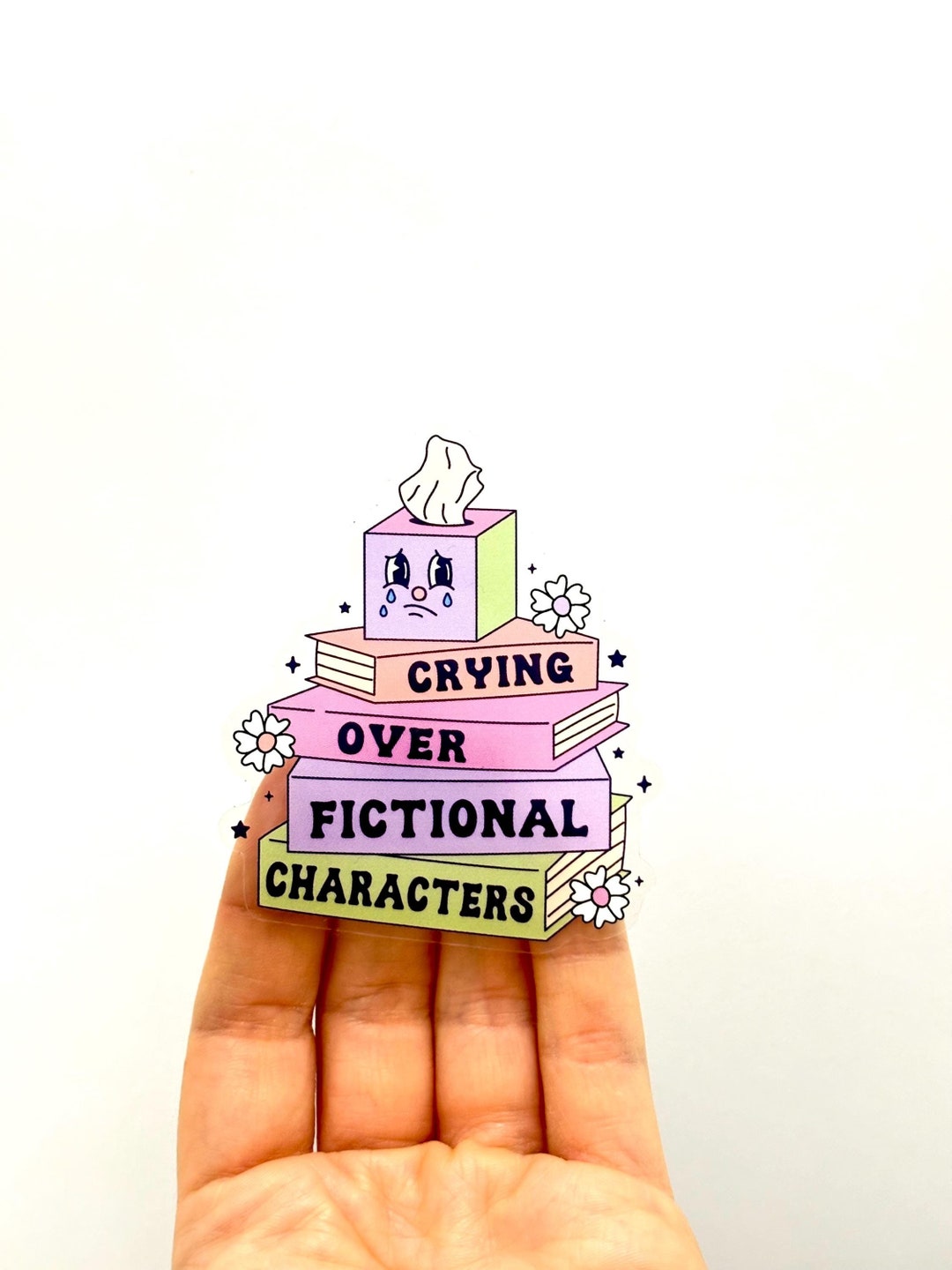 Crying Over Fictional Characters Sticker - Book Lover Vinyl Decal - Etsy