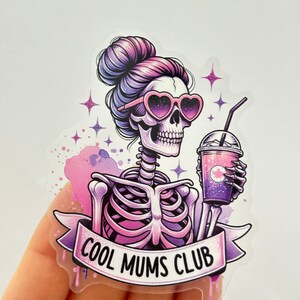 Cool Mums Club Stickers Mom Life Skeleton Mum Vinyl Mama Skull Mom ...