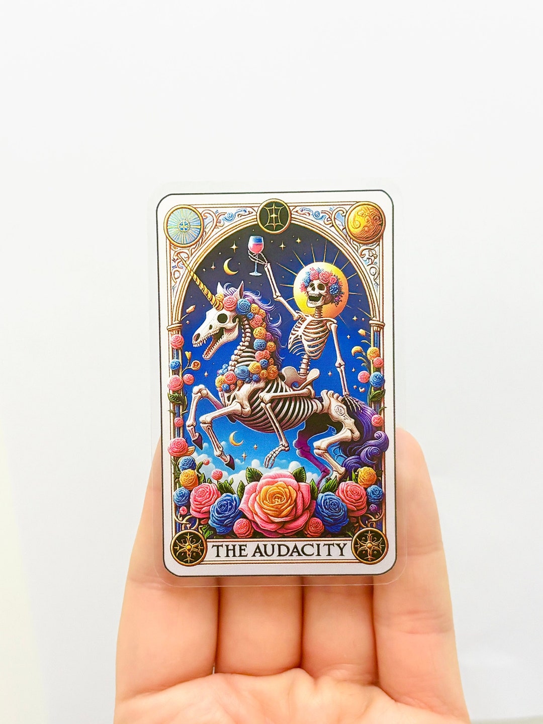 The Audacity Funny Tarot Card Sticker Sarcastic Skeleton Vinyl Stickers ...