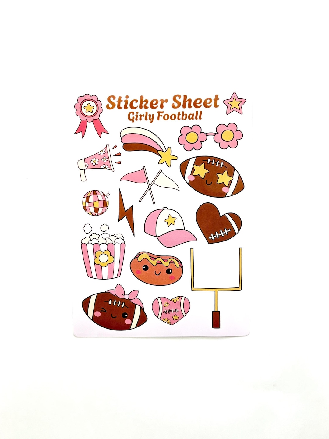 Retro Girly Football Sticker Sheets Pink Girl Football Stickers Sport ...