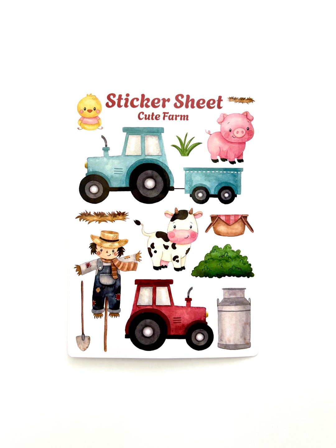 Farm Watercolour Sticker Sheet Pig Stickers Farmer Stickers Tractor ...