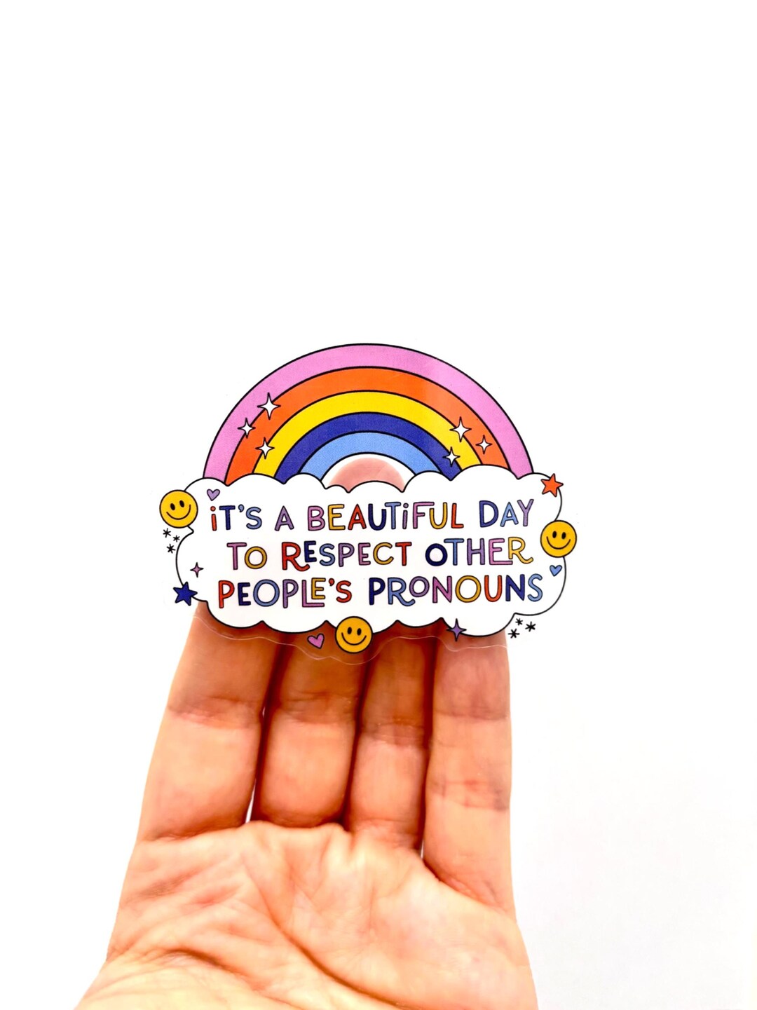 Rainbow Pronoun Stickers: Kindness & Positive Affirmation, Mental ...