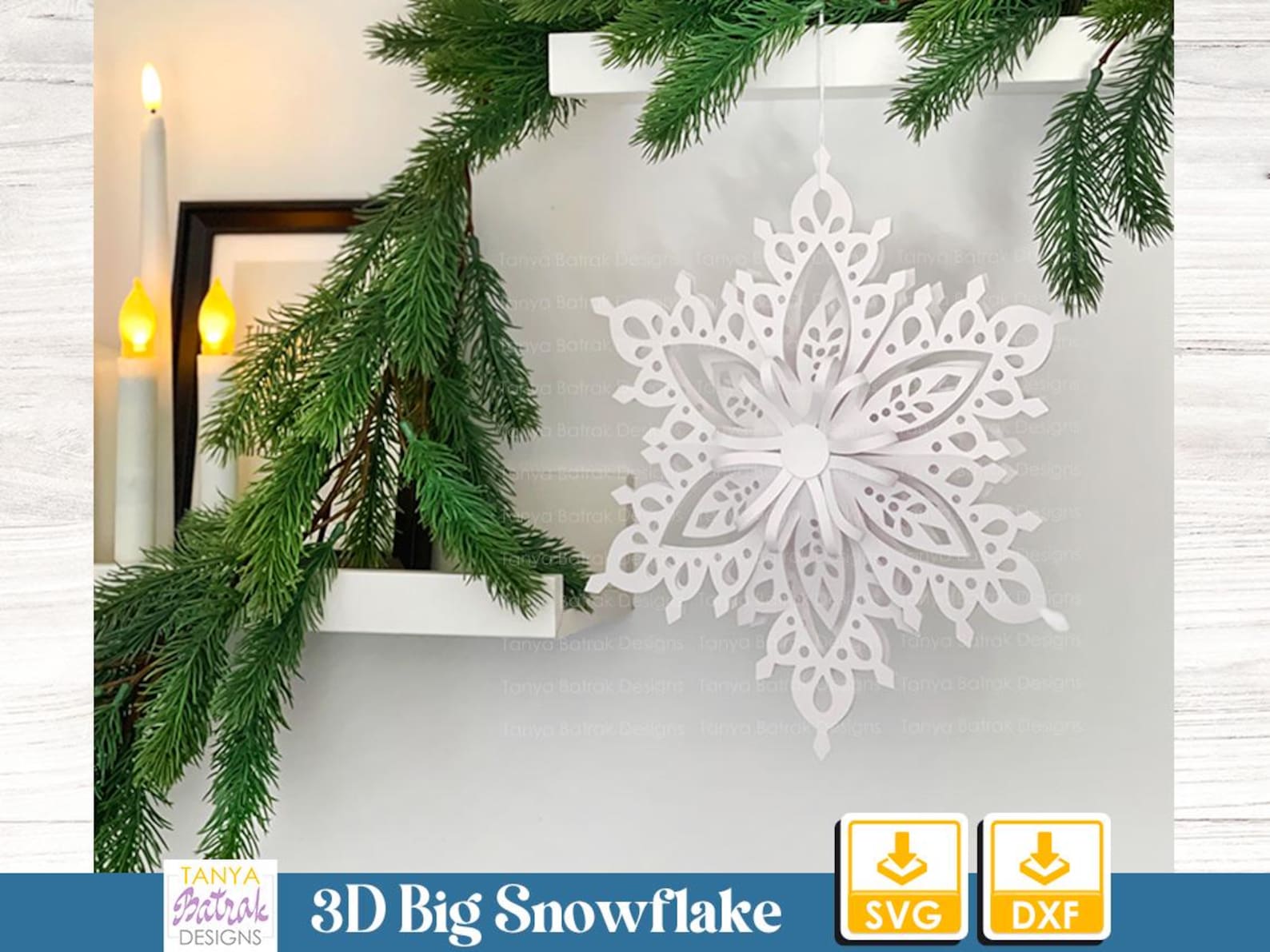 3D Paper Snowflake SVG, Paper Snowflake Template, DIY Paper Snowflake ...
