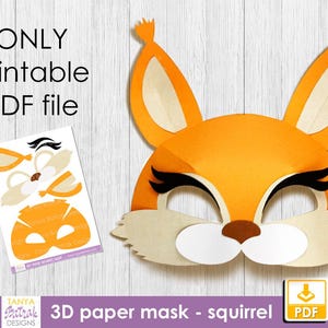 3D Squirrel Paper Mask for Kids (printable PDF) - Etsy