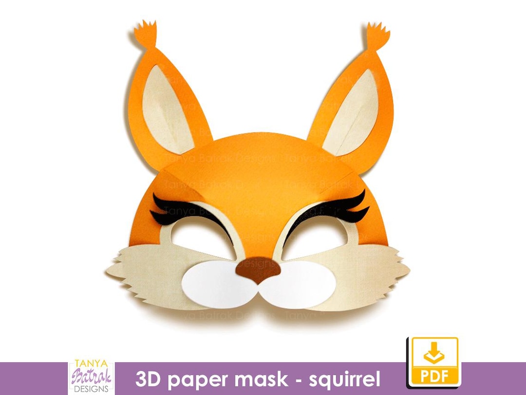 3D Squirrel Paper Mask for Kids (printable PDF) - Etsy