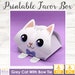 Printable PDF Favor Box Grey Cat With Bow Tie, Party Printable, PDF ...