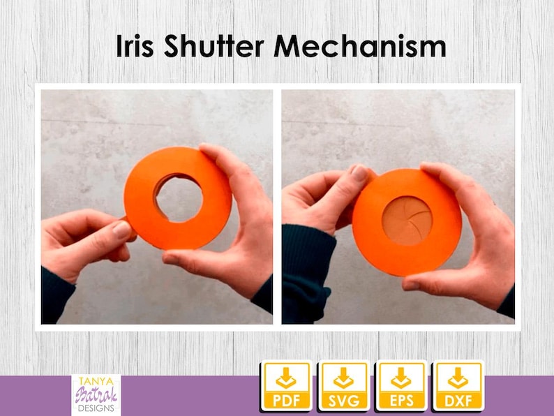 DIY Paper Iris Shutter Mechanism, SVG, Printable PDF Template, Mechanical Iris Template, Iris ...
