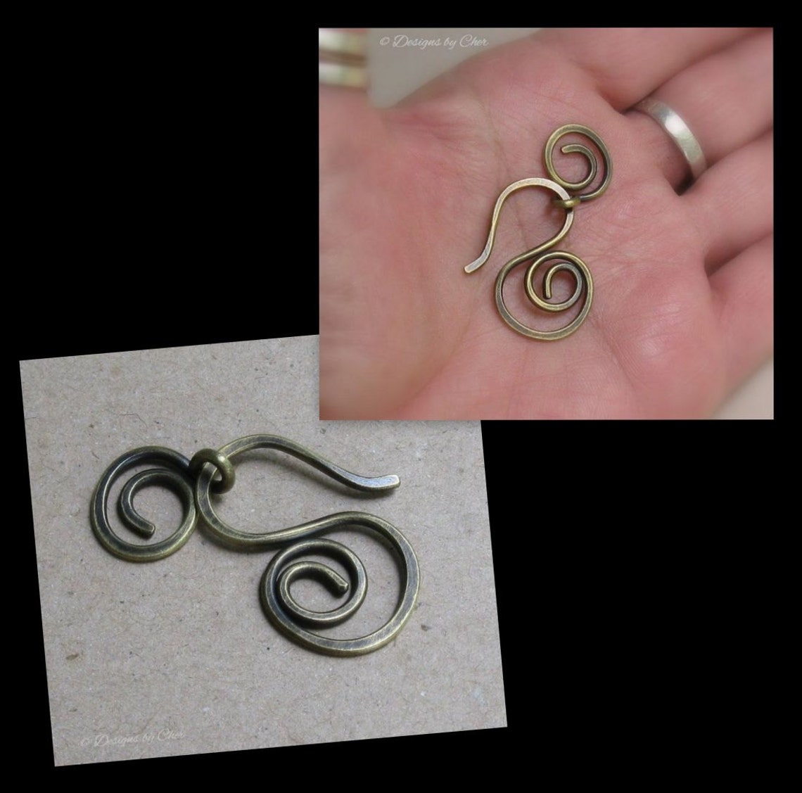 Large Handmade Metalwork Clasp Set 16 gauge Antiqued Brass | Etsy