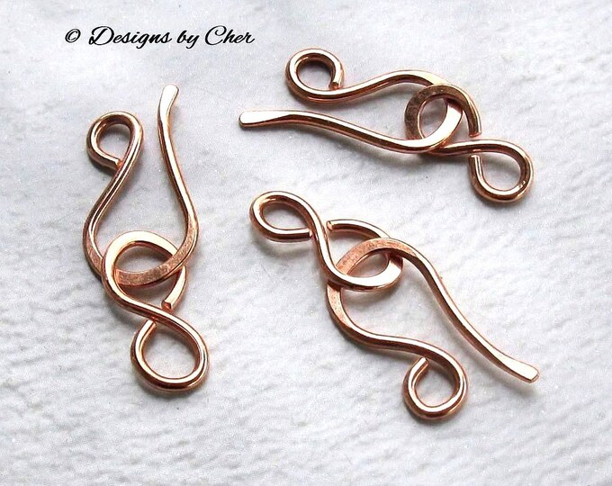 Antiqued or Bright Copper Hook & Eye Clasps (16 Ga) Hammered Metalwork ...