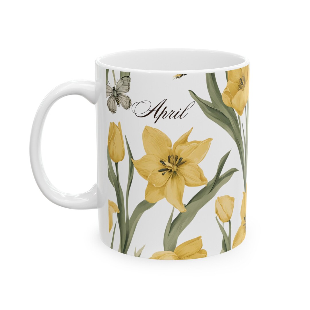 April Mug, Spring Mug, Flowers Mug, Birthday Mug, April Birthday Gift ...
