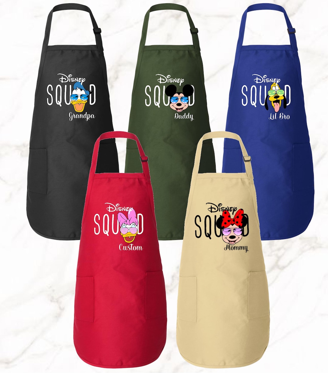 Custom Disney Family Aprons, Matching Disney Apron, Personalized Family ...