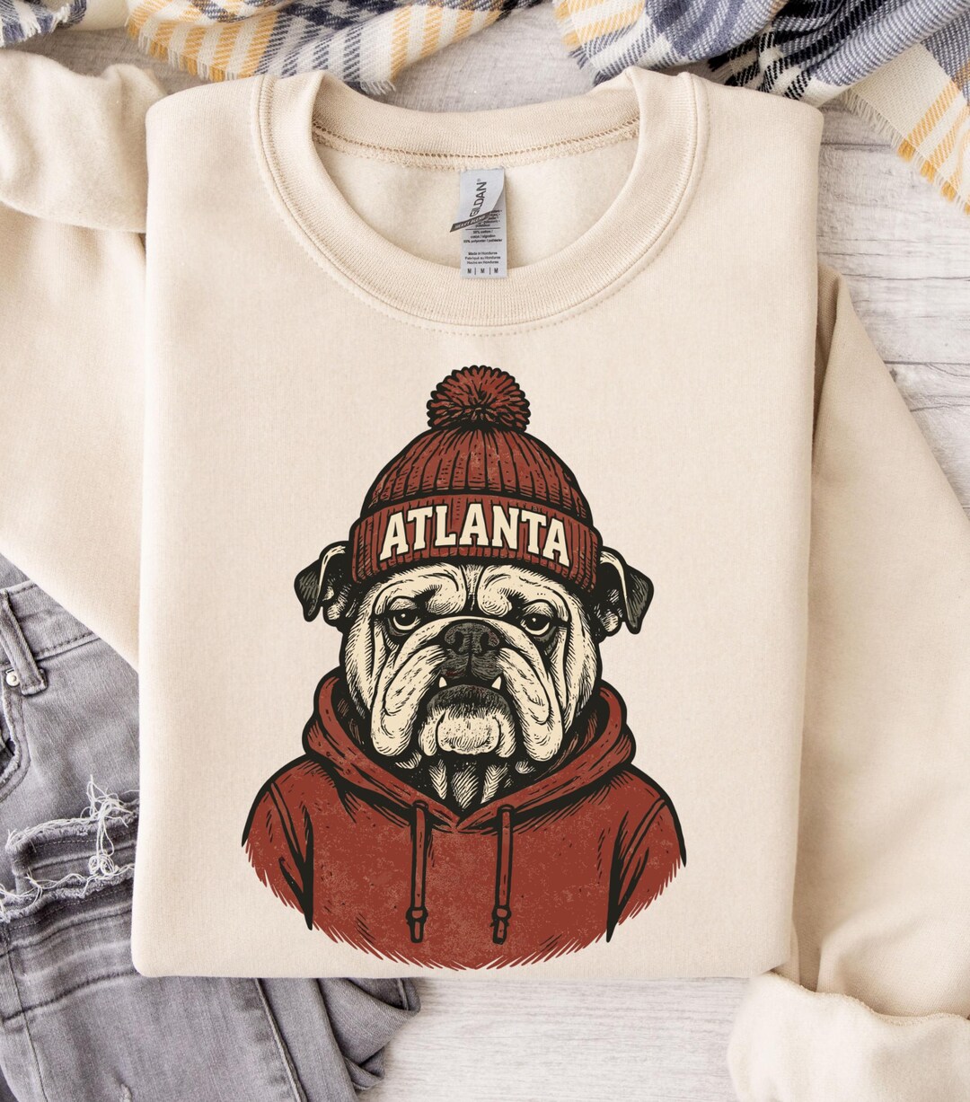 Atlanta Bulldog Graphic Sweatshirt : Vintage Football Fan Gift - Etsy