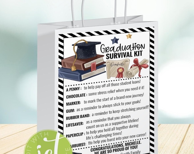 EDITABLE School Leaver's Survival Kit Card, Fun Novelty Gift, Unique ...
