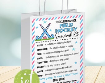 EDITABLE Field Hockey Survival Kit Printable, Hockey Player Gift, Team ...