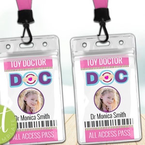 Editable Toy Doctor Name Tag, Toy Doc Party, Printable Doctor Badge ...