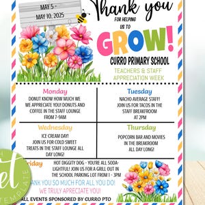 EDITABLE Floral Grow Bloom Theme Teacher and Staff Appreciation ...