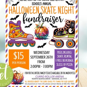 EDITABLE Halloween Skate Night Flyer, School Fundraiser Community ...