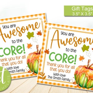 Editable Caramel Apple Appreciation Gift Tags, You Are Awesome to the ...