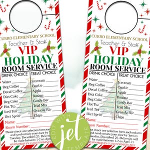 Editable Holiday Room Service Door Hanger, Staff Appreciation Teacher ...