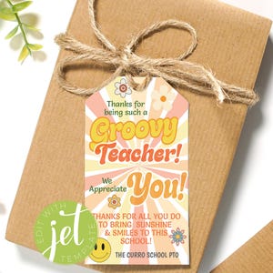 Editable Retro Groovy Theme Printable Gift Tags, Staff Teacher ...