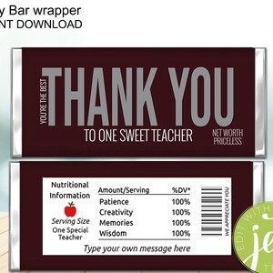 Editable Teacher Thank You, to One Sweet Teacher Appreciation Gift ...