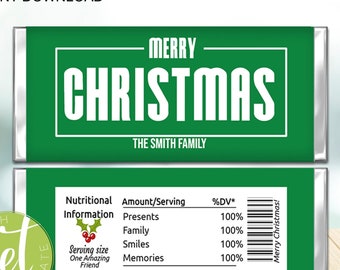 Editable Christmas Candy Bar Wrapper Template, Christmas Chocolate ...