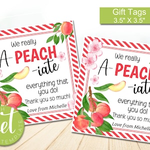 Editable Appreciation Gift Tags, Fruit Peach Treat Label, Thank You ...