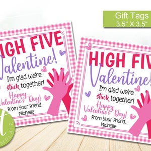 Editable Valentine Gift Tags, High Five Valentine,sticky Hands Stuck ...