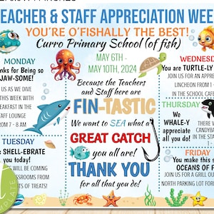 EDITABLE Under the Sea Themed Teacher Appreciation Week Itinerary Flyer ...