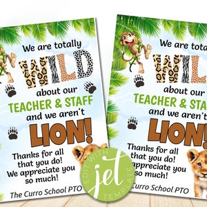 Editable Jungle Zoo Theme Thank You Staff Teacher Appreciation ...
