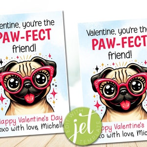 Printable Dog Valentine's Day Card Printable, Classroom Valentine Kids ...