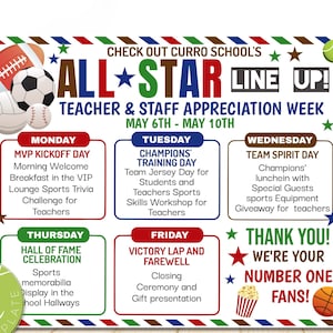 EDITABLE Sports All Star Theme Parent Newsletter Itinerary Flyer for ...