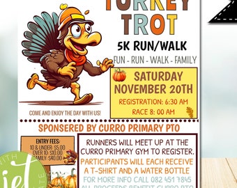 Thanksgiving Turkey Trot Flyer, 5k 10k Run Walk Race, Community Church ...