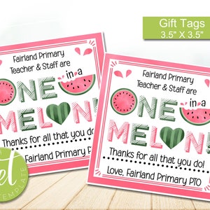 Editable Watermelon Teacher Appreciation Thank You Gift Tags, You're ...