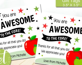 Apple Appreciation Tags You Are Awesome to the Core Fall Autumn ...