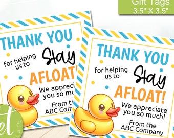 Rubber Duck Team Appreciation Gift Tags: Editable Template (digital ...
