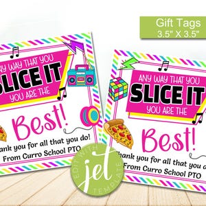 EDITABLE Totally 80s 90s Theme Printable Gift Tags, Pizza Gift Tag ...