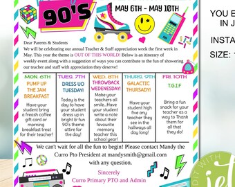 EDITABLE 80s 90s Retro Rad Theme Teacher and Staff Appreciation ...