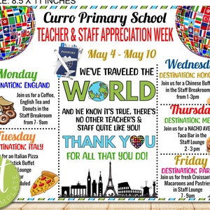 EDITABLE Around the World International Themed Teacher Appreciation ...