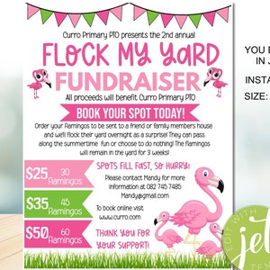 Editable Flock My Yard Flamingo Fundraiser Flyer, Printable Invite ...