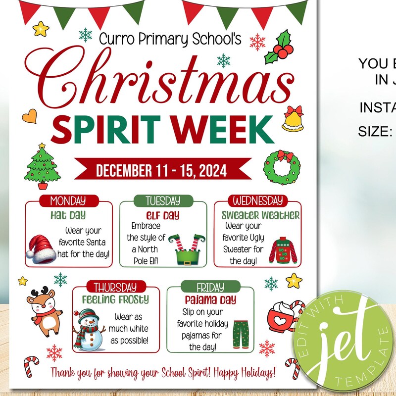 Holiday Spirit Week Flyer - Etsy